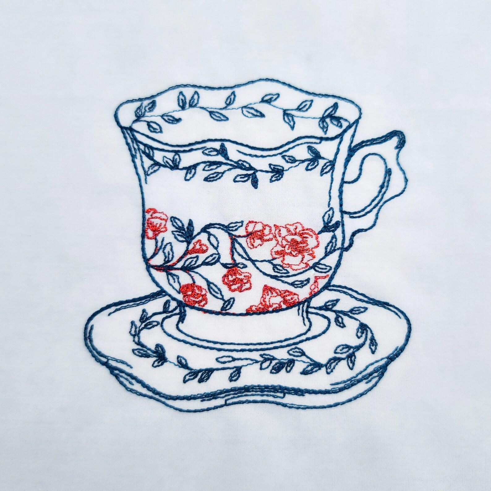 Tea Cup Machine Embroidery Design Sketch Machine Embroidery | Etsy