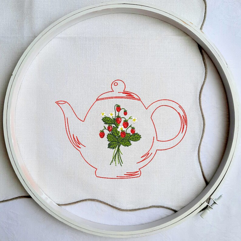 Teapot Machine Embroidery Design Digital Machine Embroidery - Etsy