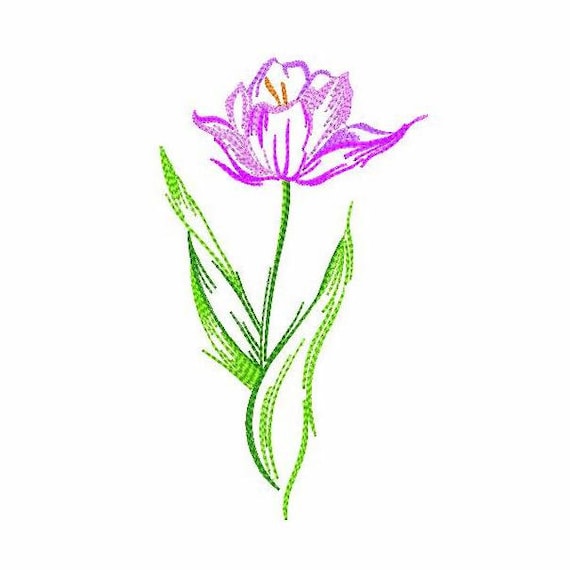 Tulip Machine Embroidery Design Sketch Machine Embroidery | Etsy