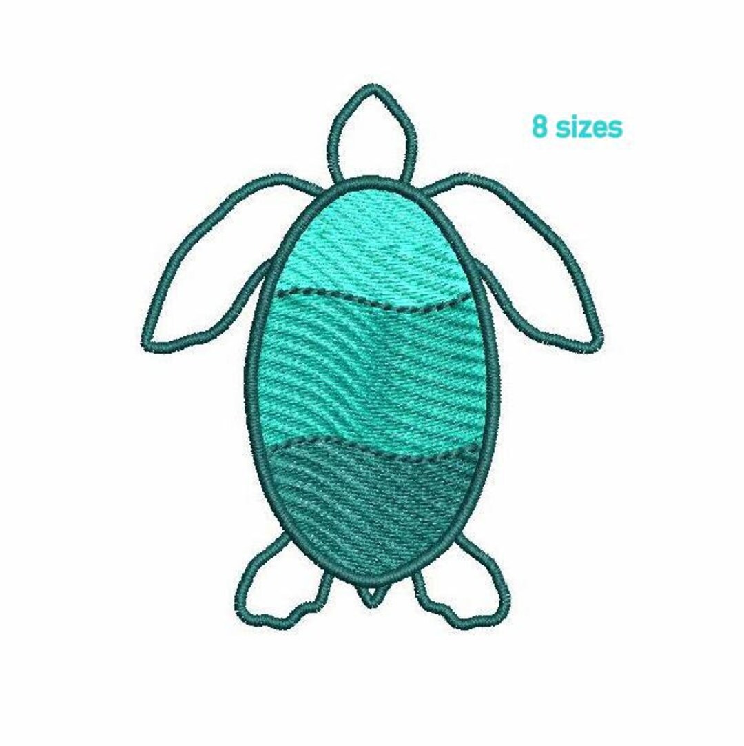 Sea Turtle Machine Embroidery Design 8 SIZES, Sketch Machine Embroidery ...