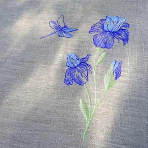 Iris Machine Embroidery Design 2 SIZES, Iris Flower Digital Embroidery ...