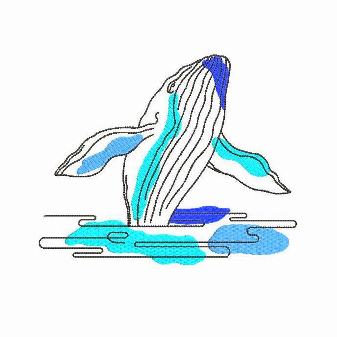 Whale Machine Embroidery Design - 3 SIZES, Sketch Machine Embroidery ...