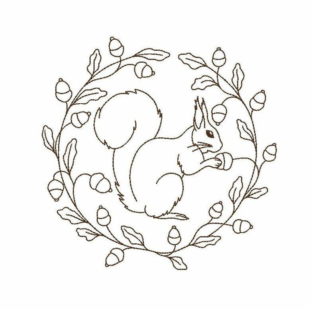 Squirrel Machine Embroidery Design 4 SIZES, Squirrel With Acorns ...