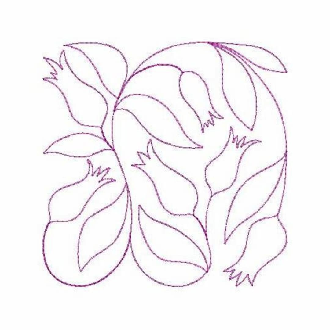 Tulips Quilt Block Machine Embroidery Design 4 SIZES, Edge to Edge ...