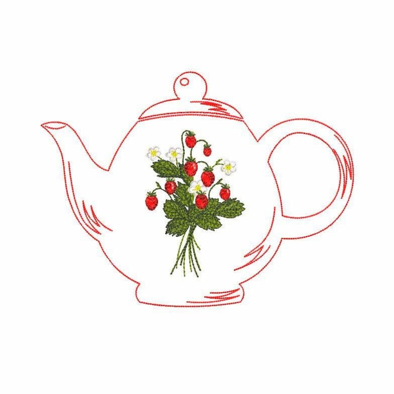 Teapot Machine Embroidery Design Digital Machine Embroidery - Etsy