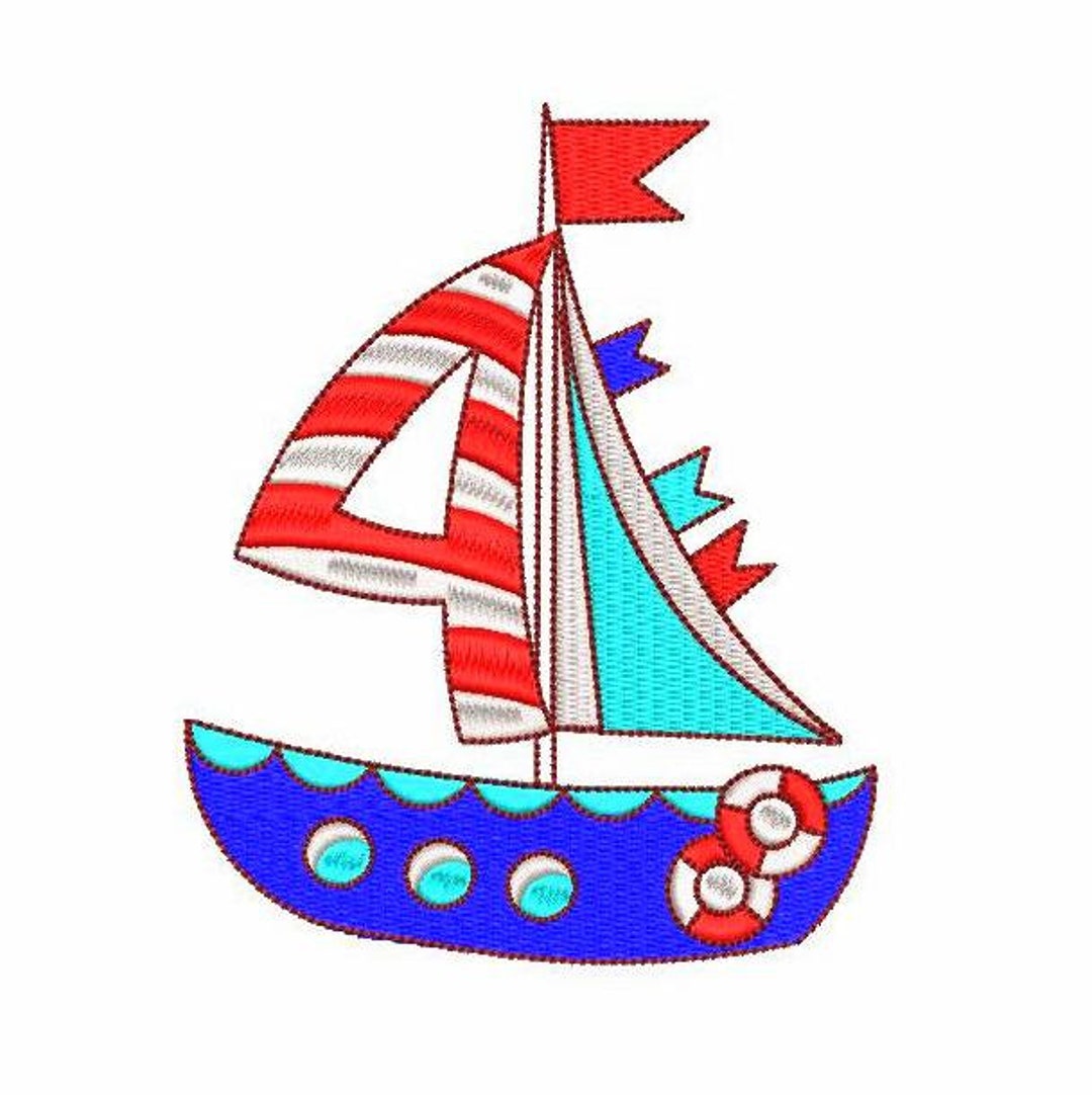 Children's Ship Machine Embroidery Design 3 Sizes, Children's Boat ...
