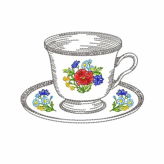 Tea Cup SET Machine Embroidery Designs 6 Beautiful Cups With - Etsy