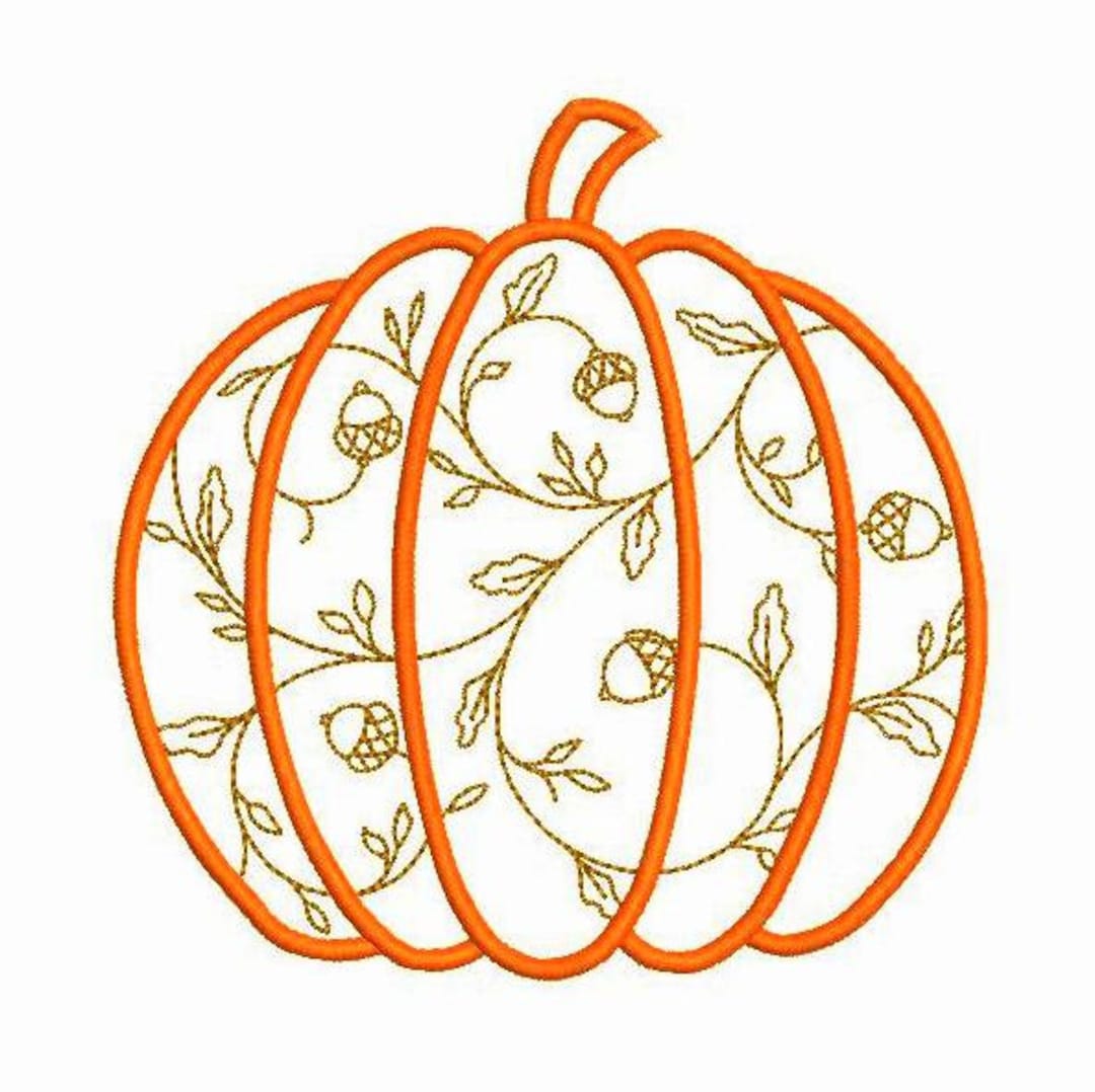 Pumpkin Machine Embroidery Design 4 SIZES, Thanksgiving Pumpkin With ...