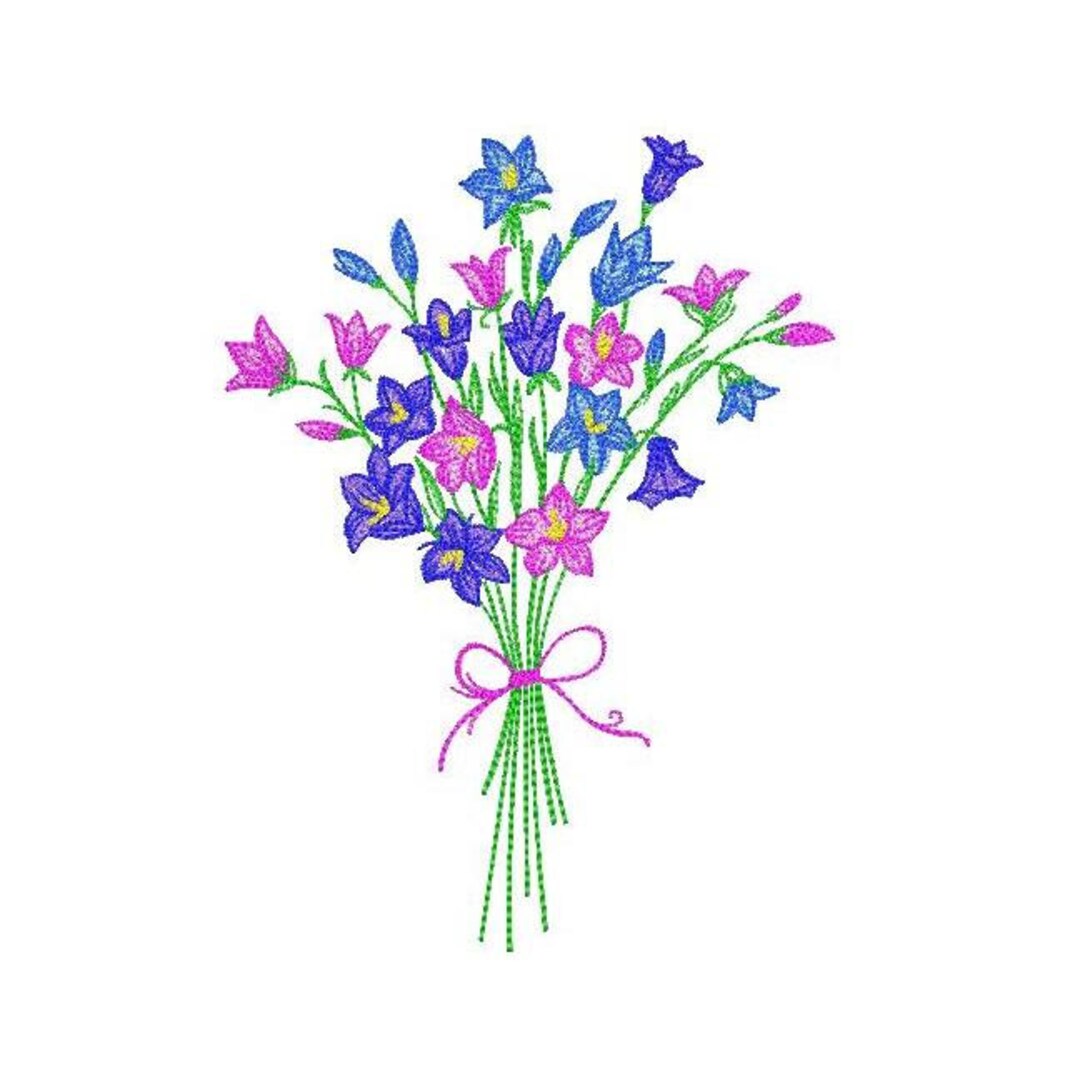 Bellflowers Bouquet Machine Embroidery Design, Field Bluebells Digital ...