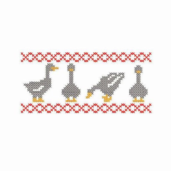Border Geese Cross Stitch Machine Embroidery Design 4 Size - Etsy