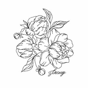 Peony Machine Embroidery Design 5 SIZES, Peony Flowers Digital ...