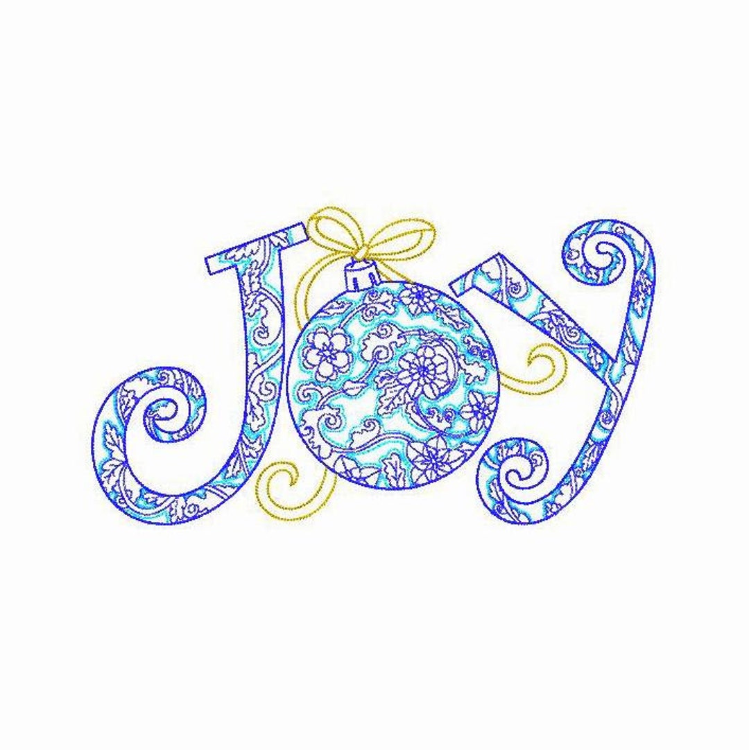 Joy Machine Embroidery Design 2 SIZES, Christmas Joy Digital Embroidery ...