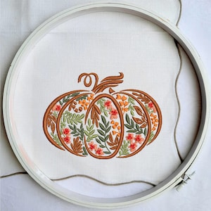 Fall Pumpkin Machine Embroidery Design 5 SIZES, Thanksgiving Pumpkin ...