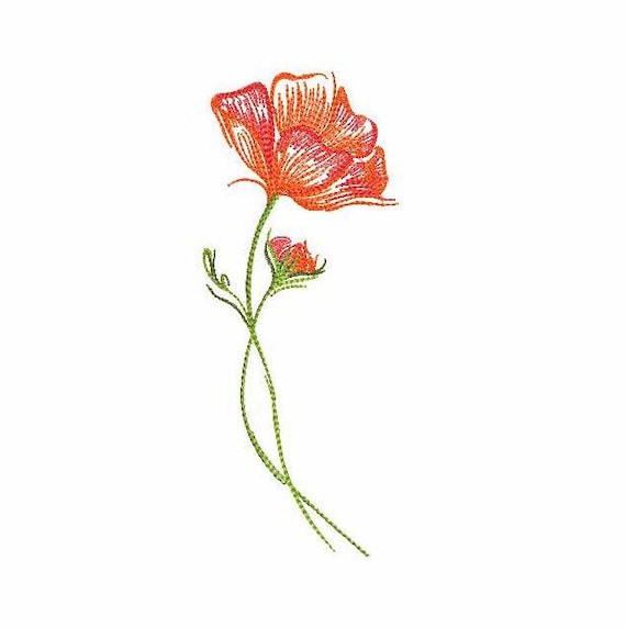 Poppy Flower Machine Embroidery Design 5 SIZES Red Poppy - Etsy