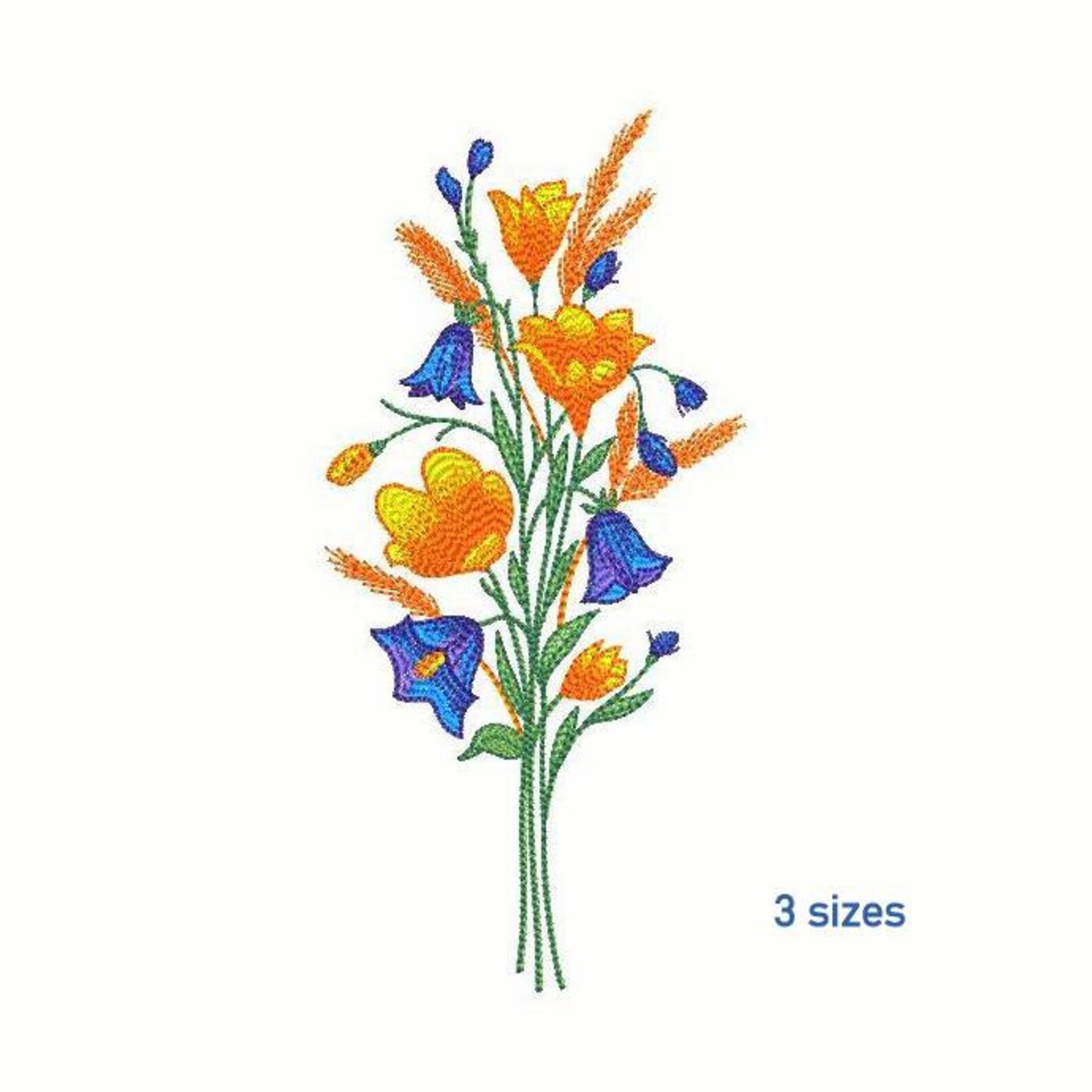 Wildflower Bouquet Machine Embroidery Design 3 SIZES Sketch - Etsy ...