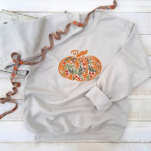 Fall Pumpkin Machine Embroidery Design 5 SIZES, Thanksgiving Pumpkin ...