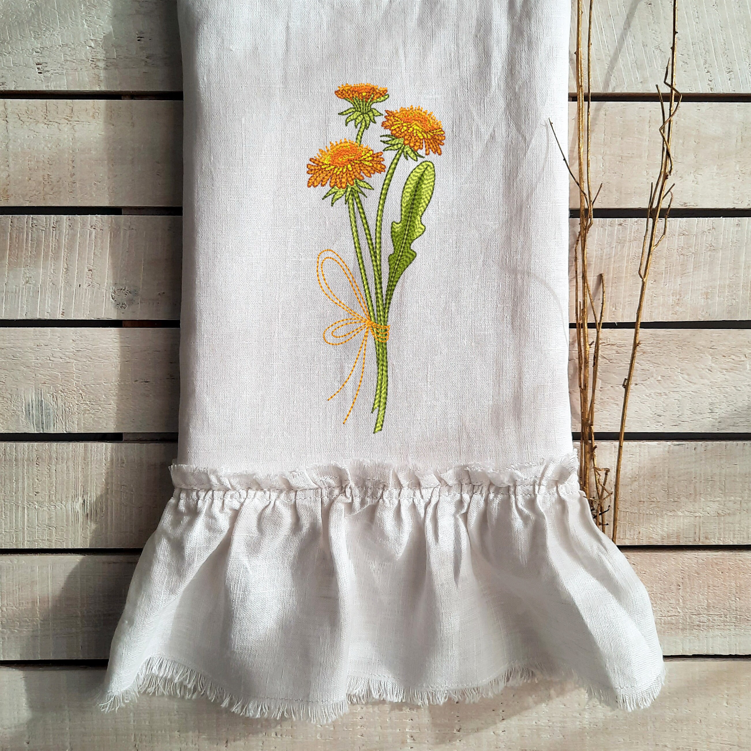 Dandelions Machine Embroidery Design - 4 Sizes, Yellow Wildflower ...