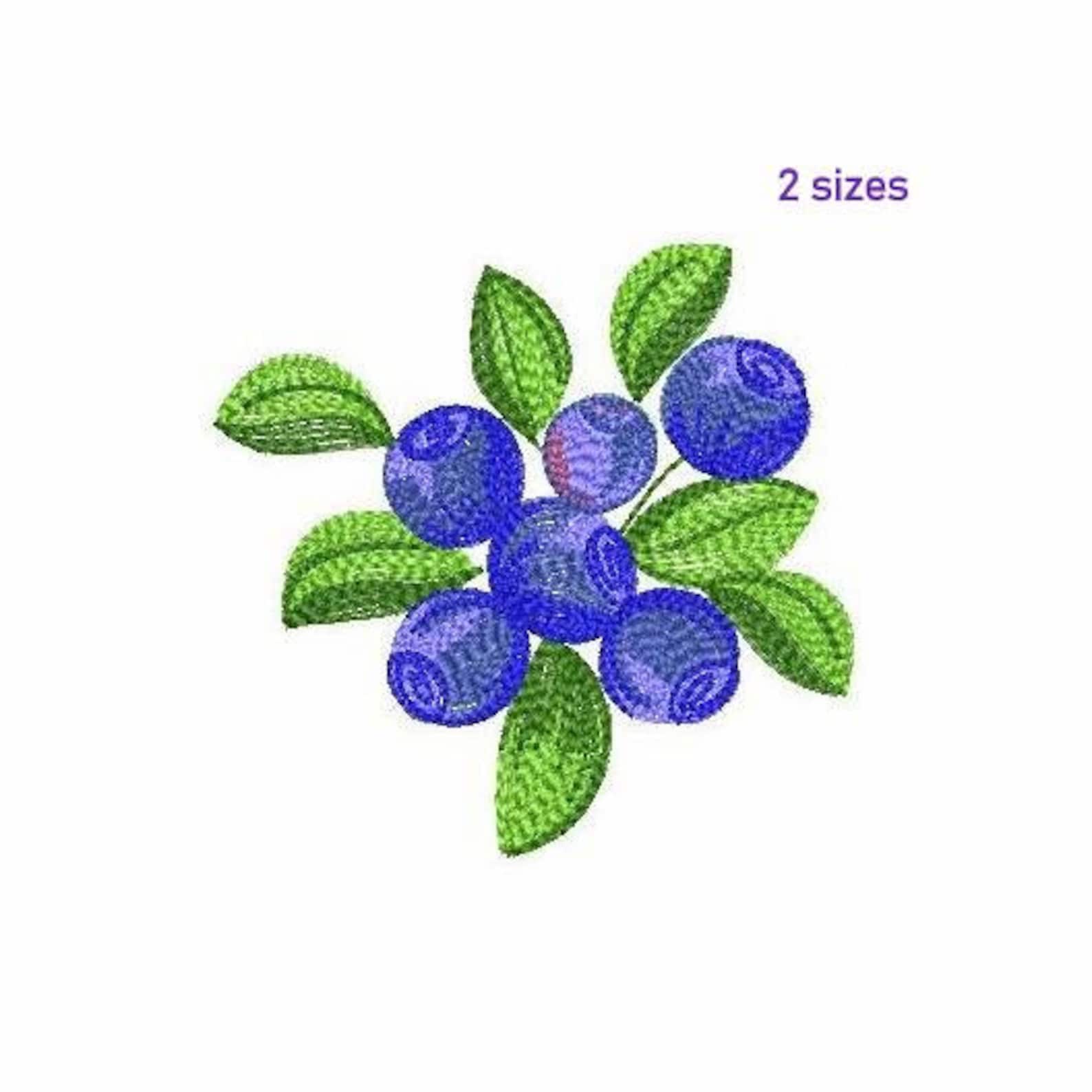 Blueberry Machine Embroidery Design 2 SIZES, Blueberry Digital ...