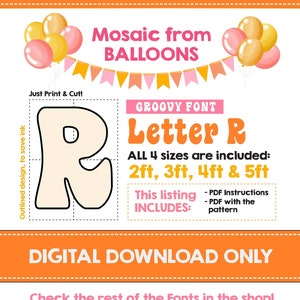 GROOVY Mosaic Letter R - Groovy Font, Mosaic From Balloons, Groovy One ...