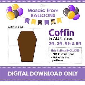 Coffin Mosaic Balloons, Halloween Coffin, Coffin Template, Halloween ...