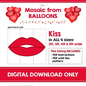Kiss Mosaic From Balloons Template, Valentine's Day Decor Balloons ...
