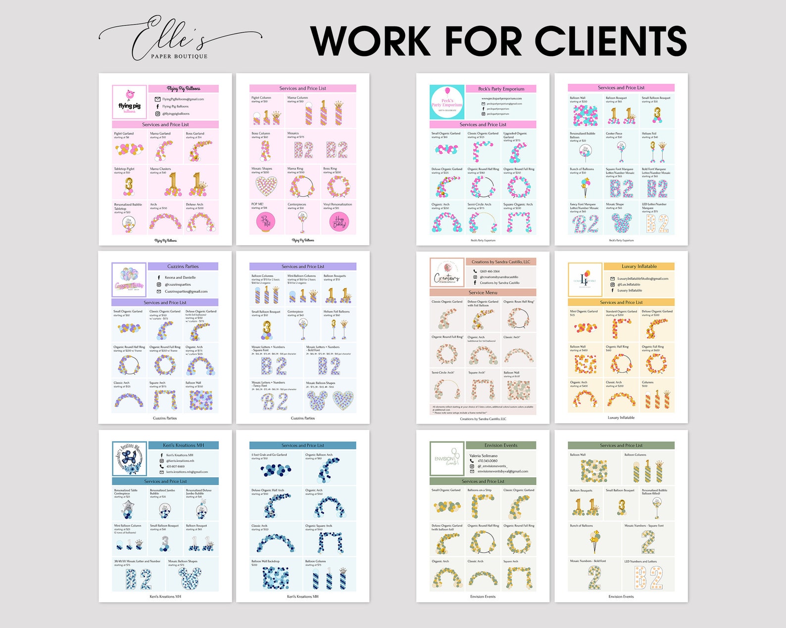 CUSTOM Balloon Menu, Balloon Price List, Balloon Price Guide, DIGITAL ...