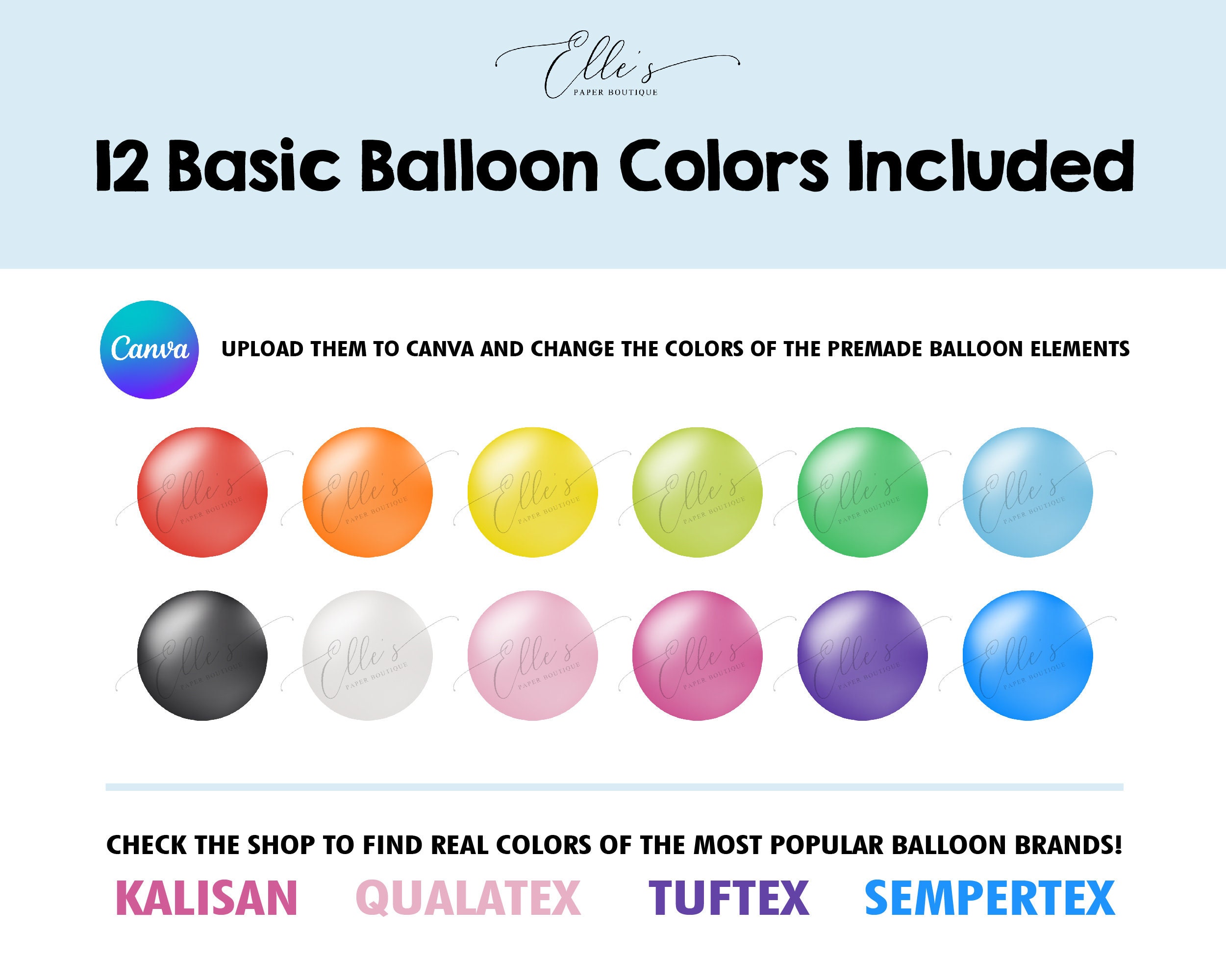 6 Balloon Garland Mockups, Canva Template, Party Scene Creator, Canva ...