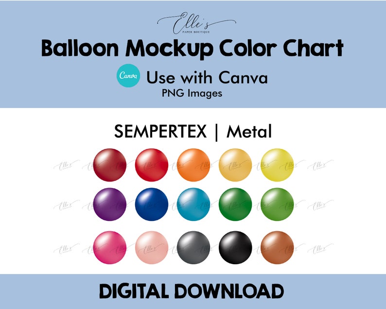 Sempertex Metal Colors Balloon Mockup Color Chart Balloon - Etsy
