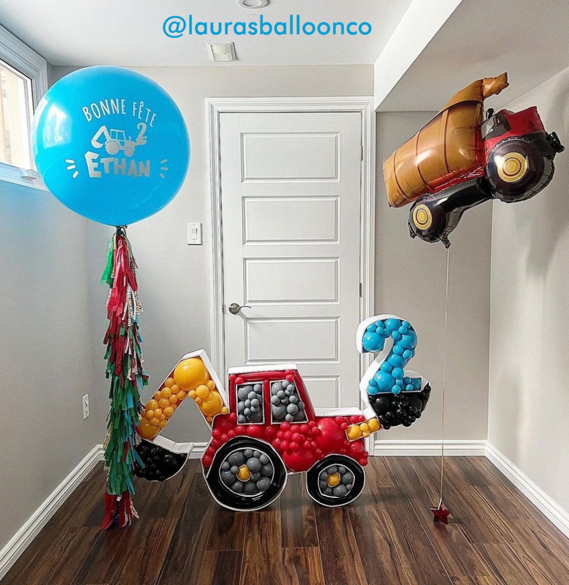 Number 2 Construction Truck Mosaic From Balloons Builder - Etsy