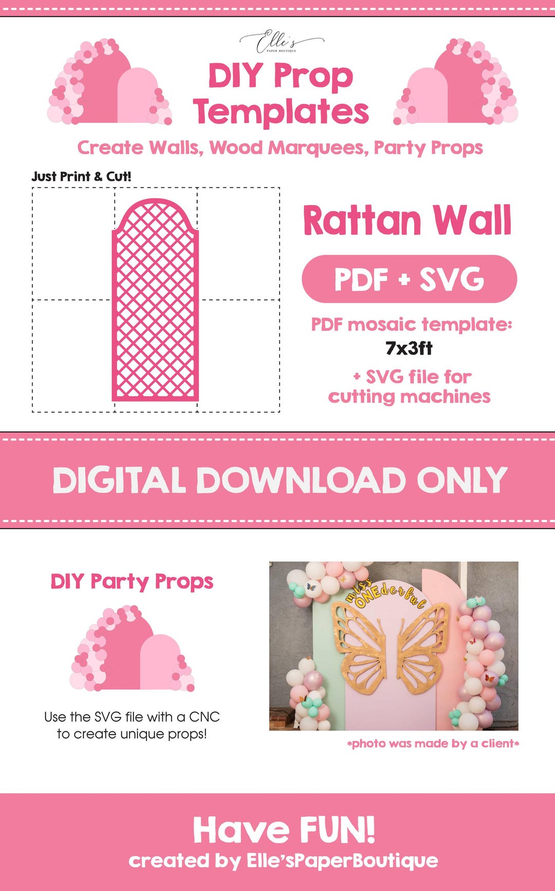 Rattan Backdrop Cut File and Mosaic Template and SVG Cut File for CNC ...