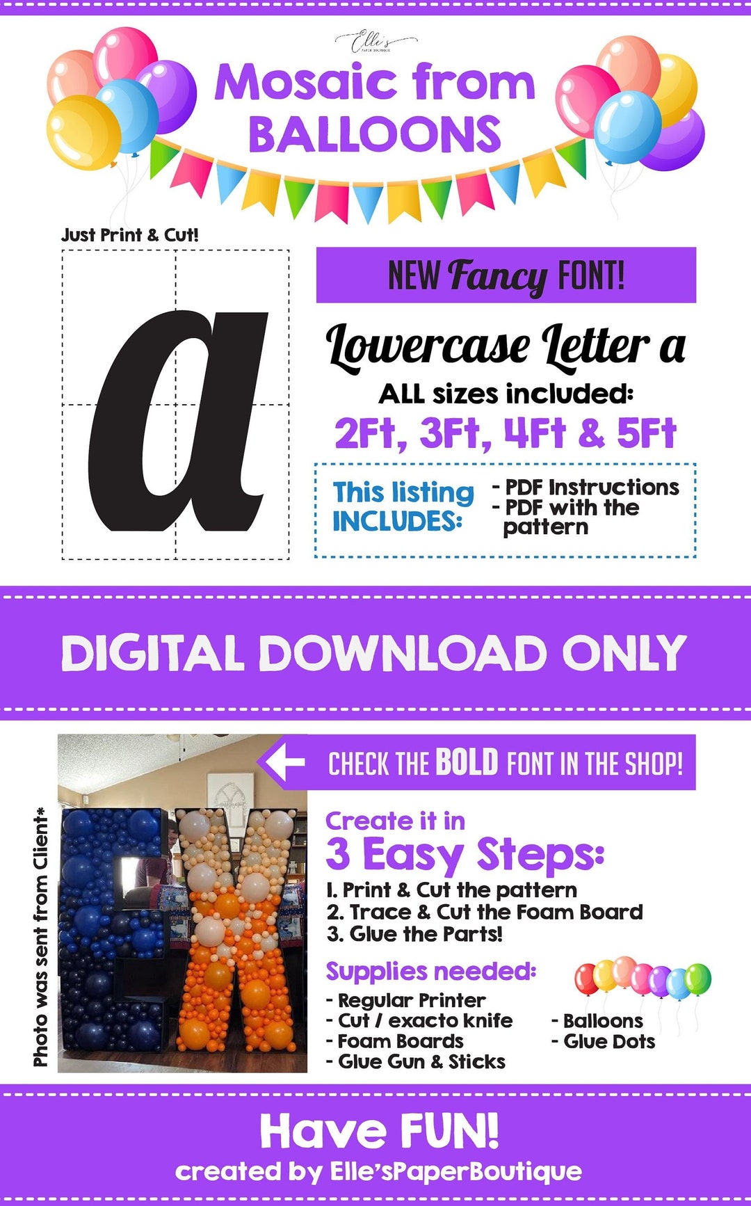 FANCY Lowercase Letter A, a Mosaic From Balloons, Lowercase Mosaic ...