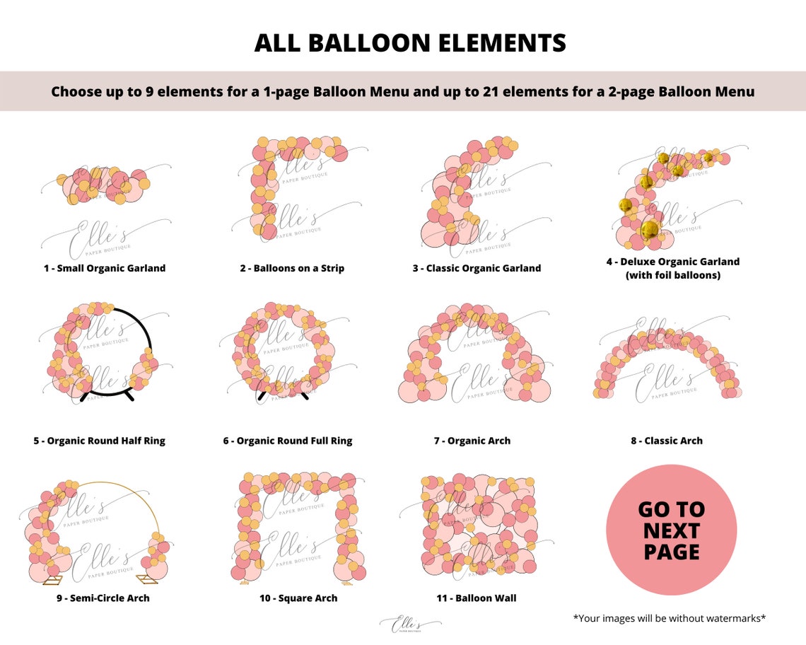 CUSTOM Balloon Price List Balloon Menu Balloon Price Guide - Etsy