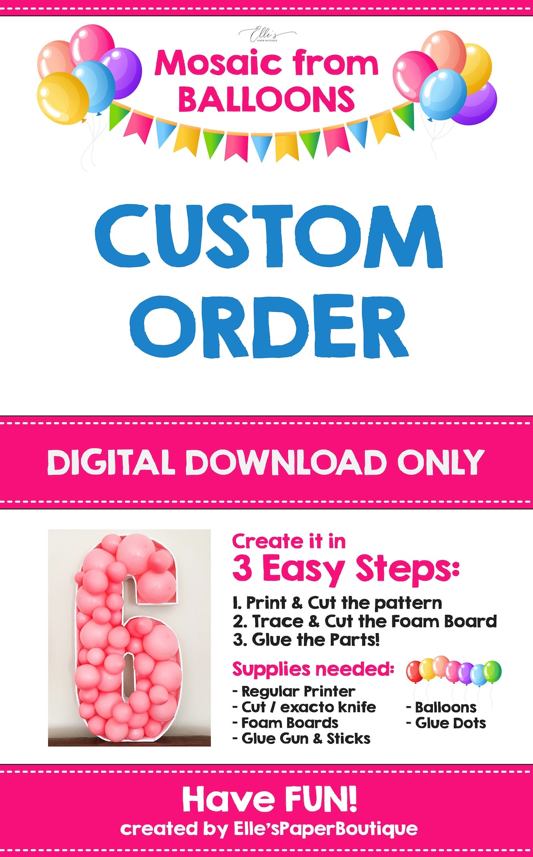 Custom Order - Balloon Menu Upgrade - Etsy