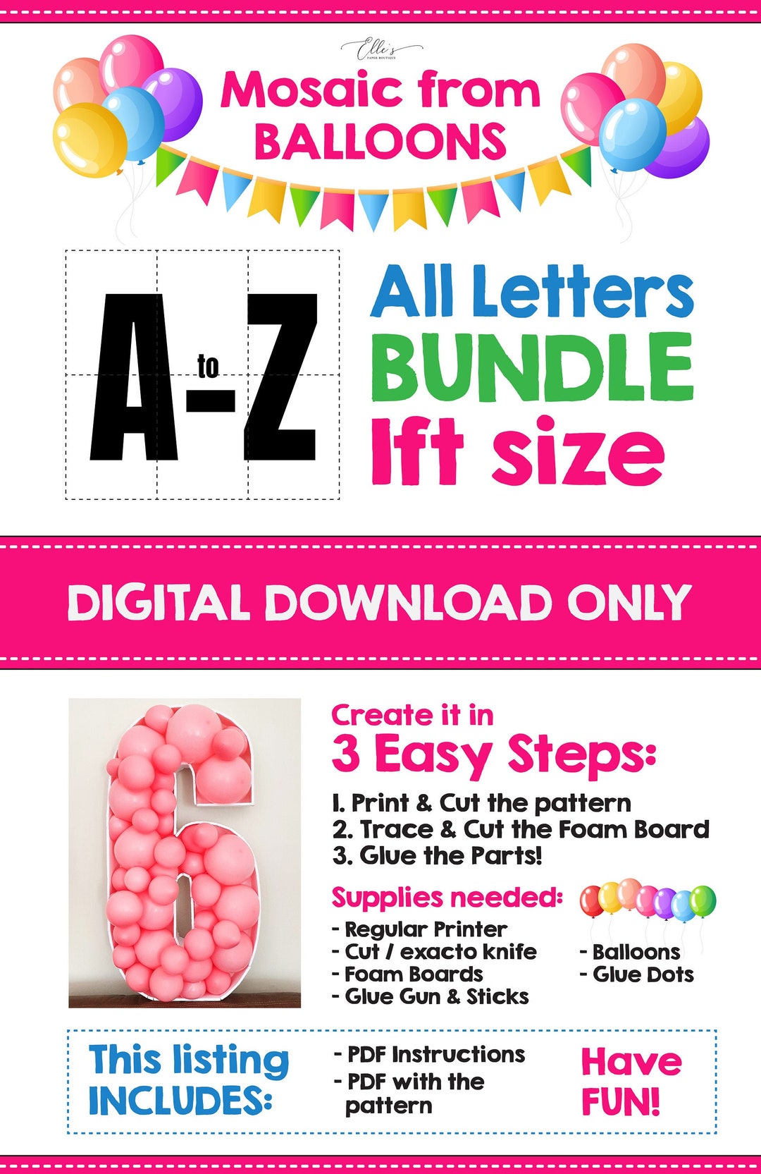 Mosaic Letters, 1ft All Letters, Mosaic Letters, BUNDLE, Mosaic From ...