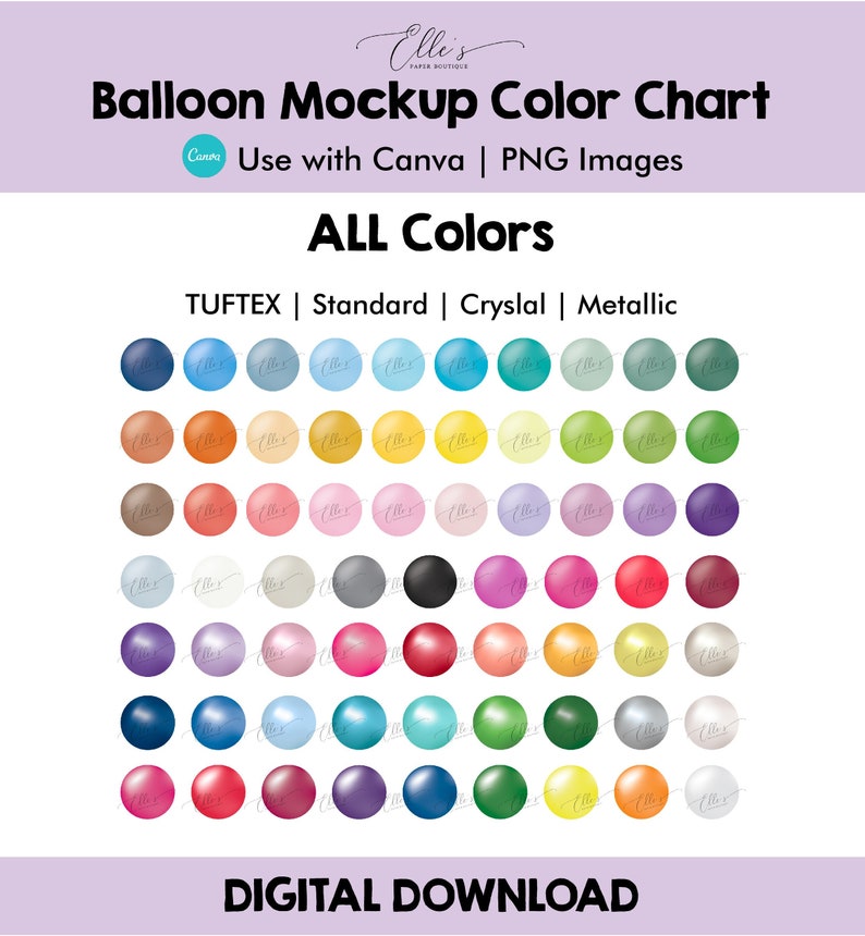 Tuftex All Balloon Colors, Balloon Mockup Color Chart, Balloon Mockup ...
