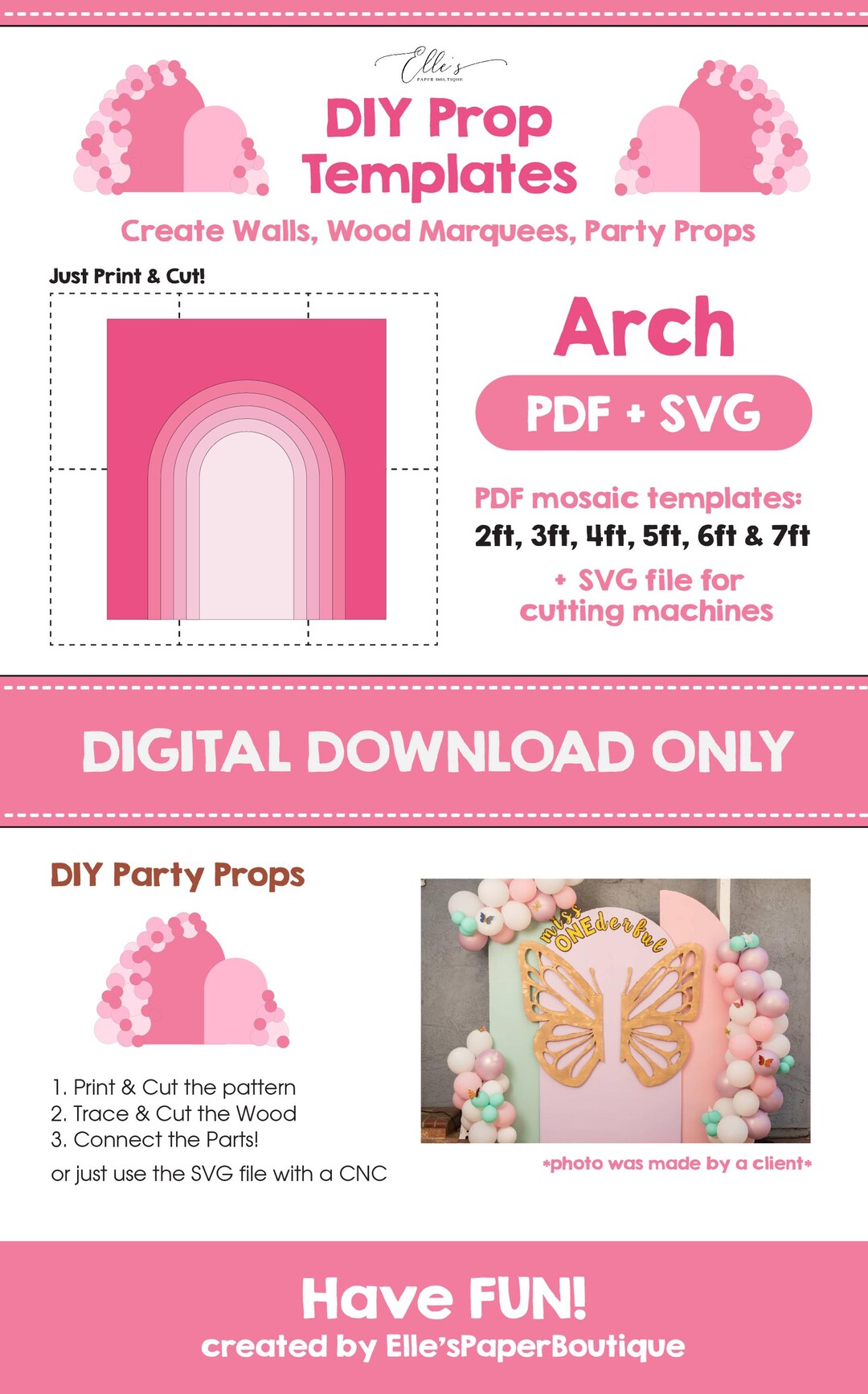 Arch Backdrop Template SVG Cut File and Mosaic Template Rainbow Arch ...