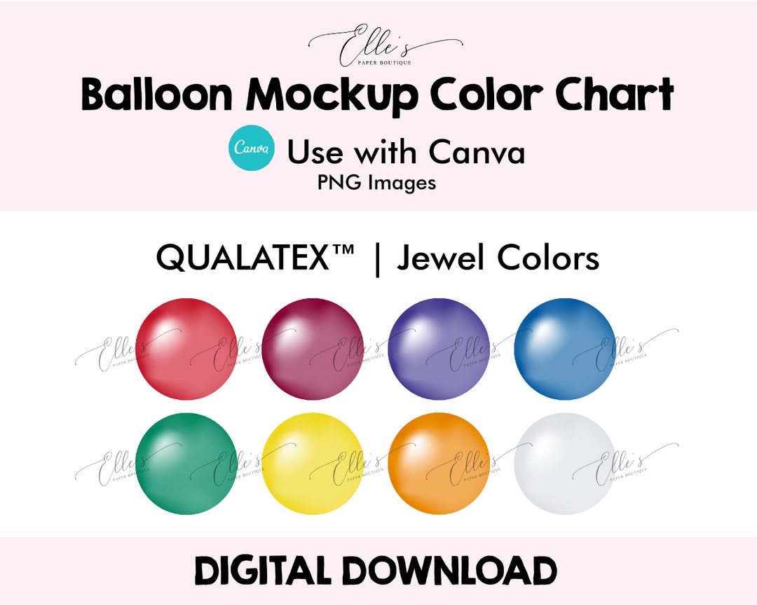 Qualatex Jewel Colors, Balloon Mockup Color Chart, Balloon Mockup ...