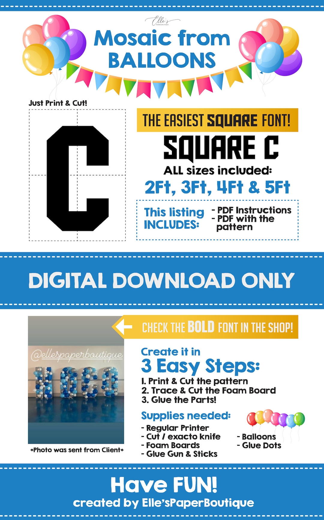 Mosaic Letter C - Square Letter C, Mosaic Letters, Wood Marquee Letters ...