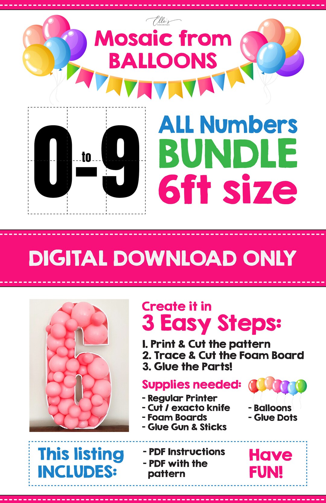 Mosaic Numbers, 6ft All Numbers, 6ft Mosaic Numbers, Mosaic From ...