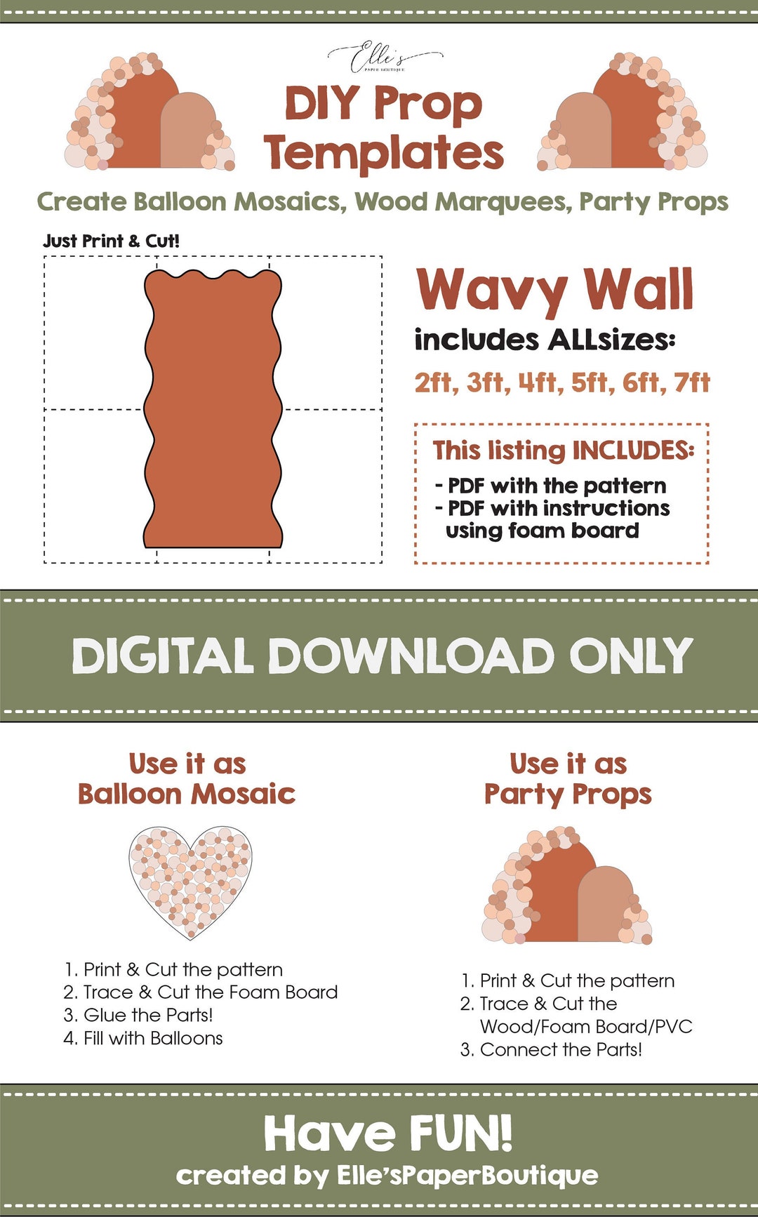 Wavy Wall Prop Template, Chiara Wall Backdrop Template, Wavy Arch ...