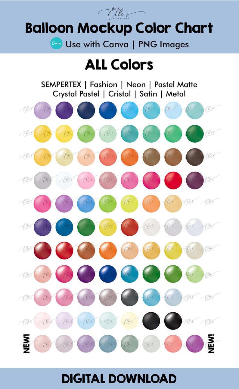 Sempertex ALL Colors Balloon Mockup Color Chart BUNDLE - Etsy
