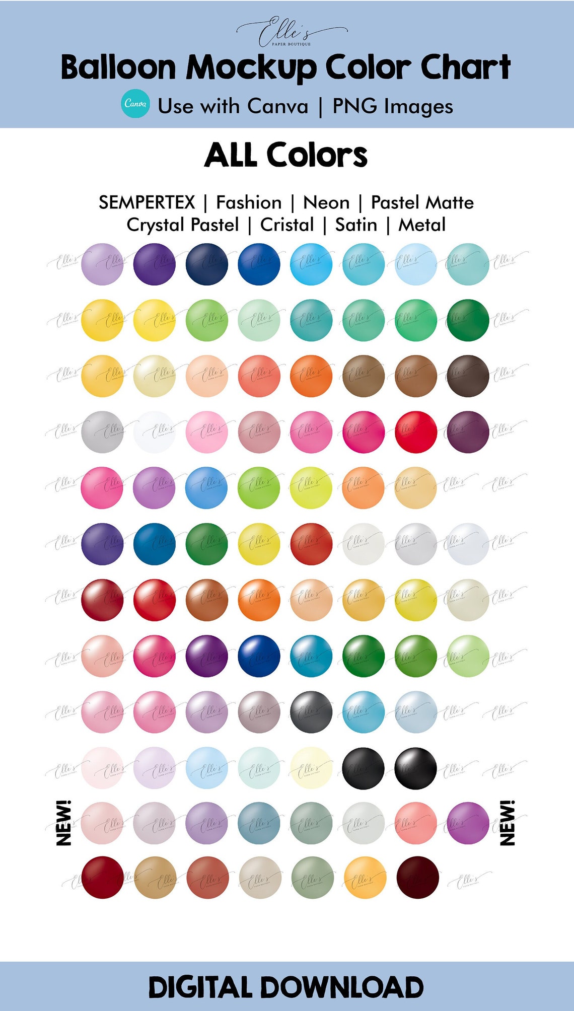 Sempertex ALL Colors, Balloon Mockup Color Chart, BUNDLE Balloon Mockup ...