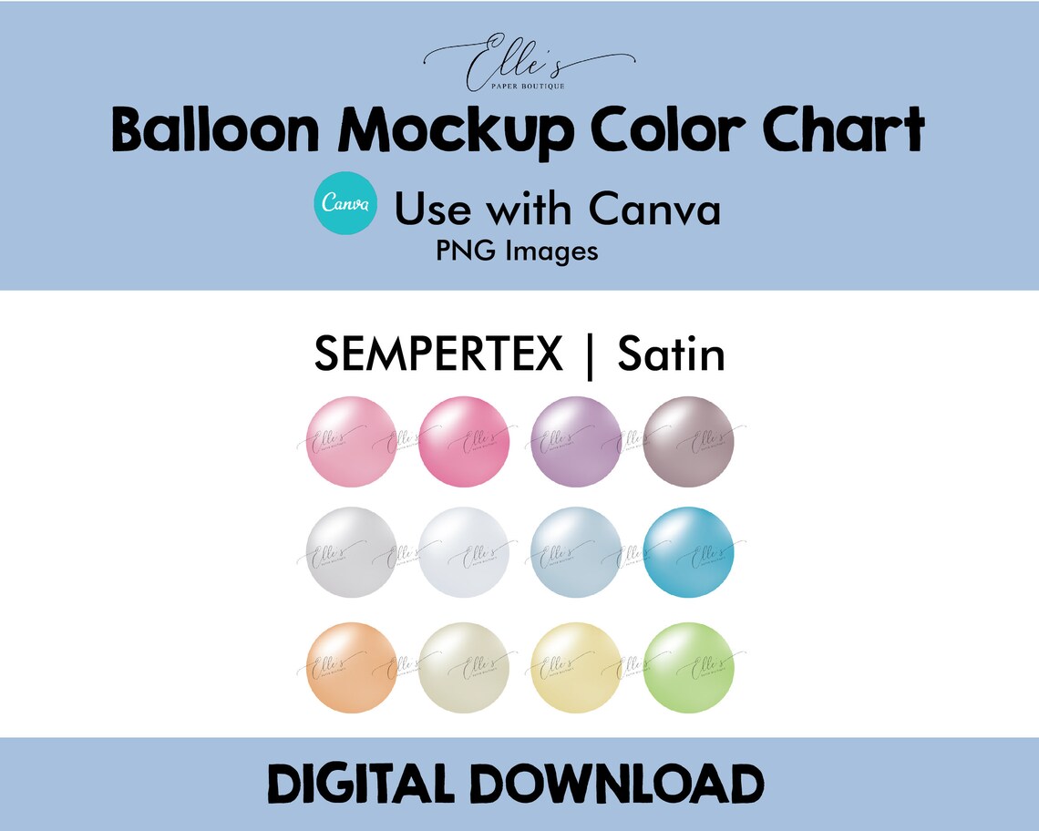 Sempertex Satin Colors, Balloon Mockup Color Chart, Balloon Mockup ...