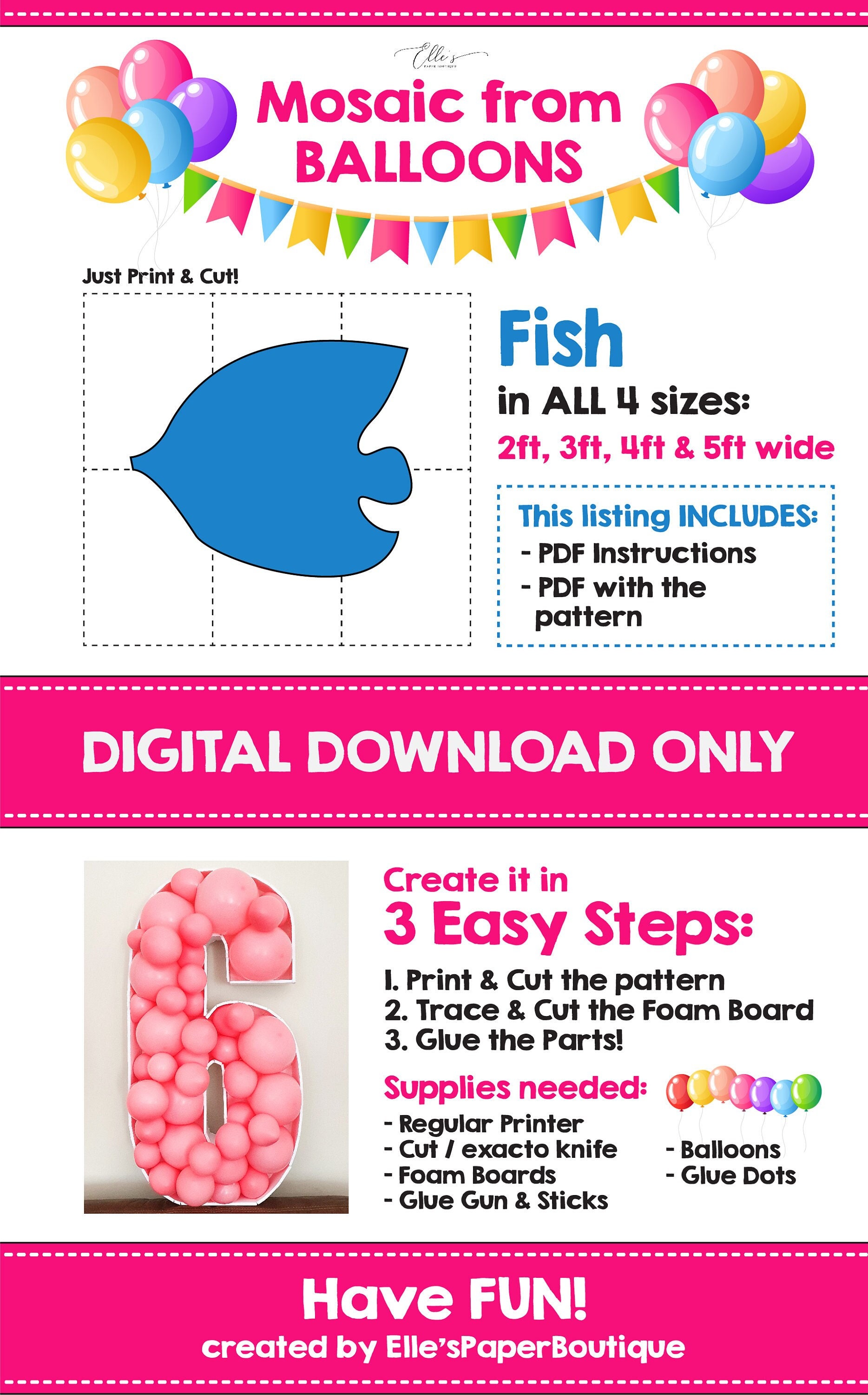 Fish Mosaic From Balloons, Gold Fish Mosaic Balloons, Animals Mosaic ...