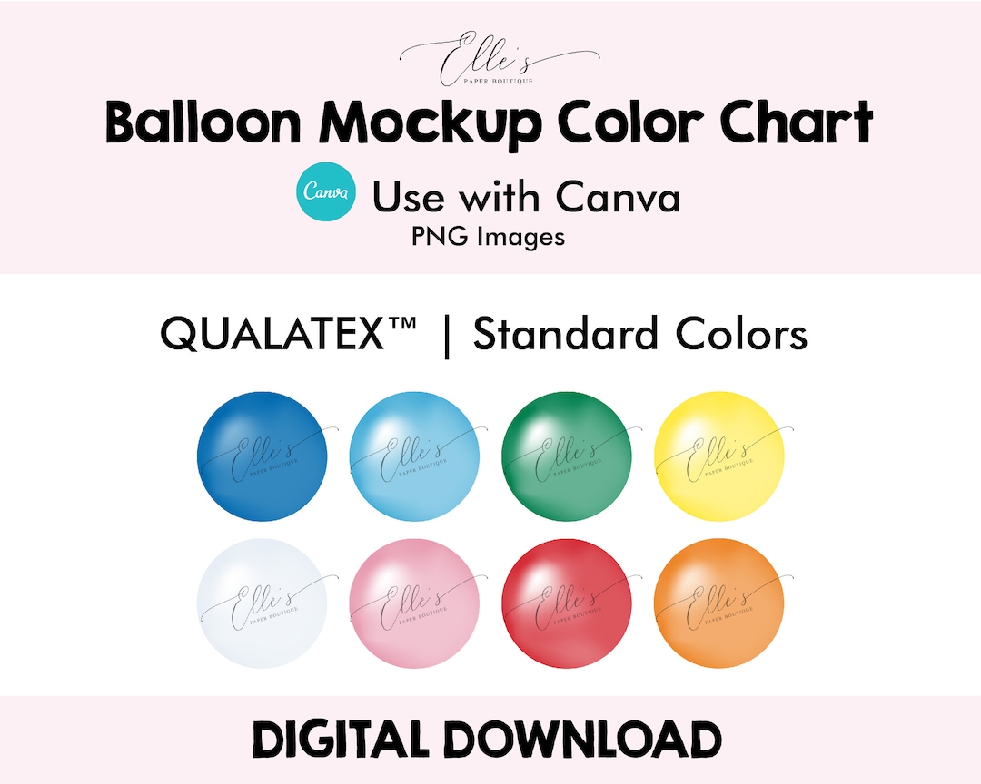 Balloon Mockup Color Chart, Qualatex Standard Colors, Balloon Mockup ...