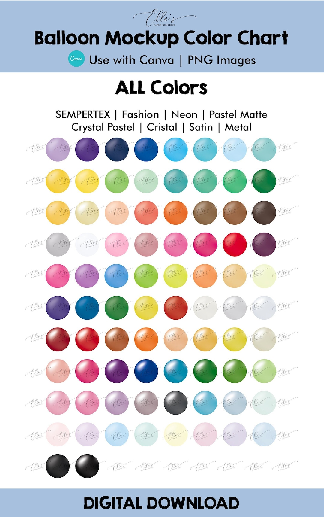 Sempertex ALL Colors Balloon Mockup Color Chart BUNDLE - Etsy