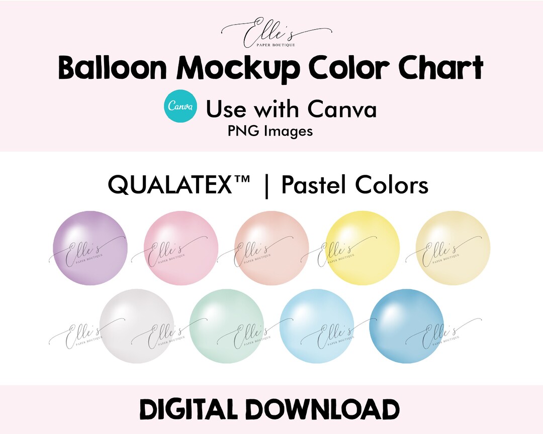 Qualatex Pastel Colors, Balloon Mockup Color Chart, Balloon Mockup ...