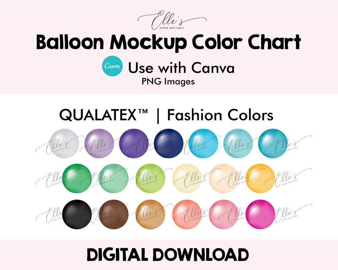 Qualatex Fashion Colors, Balloon Mockup Color Chart, Balloon Mockup ...