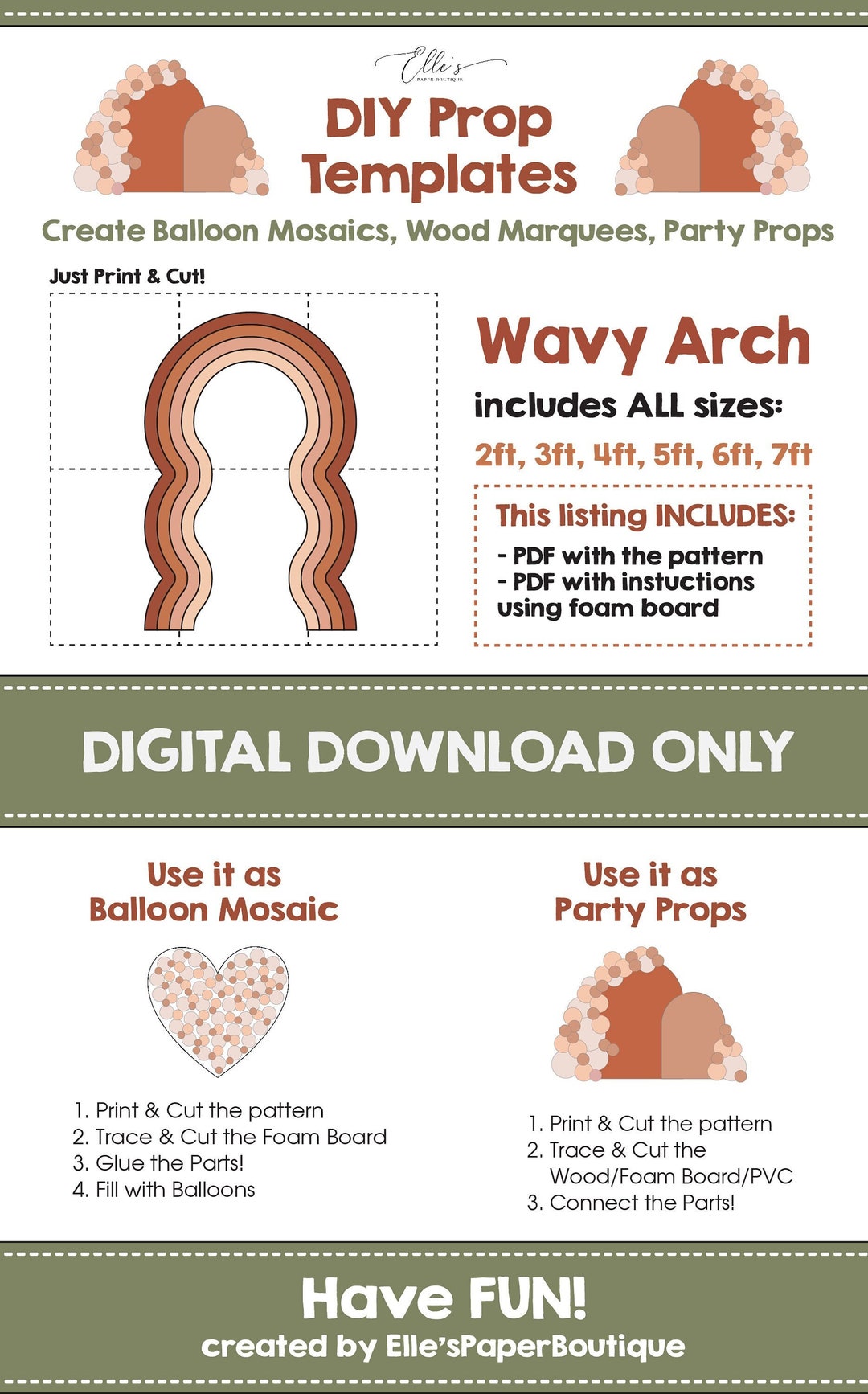 Wavy Arch Prop Template, Arch Backdrop Template, Wavy Arch Mosaic From ...