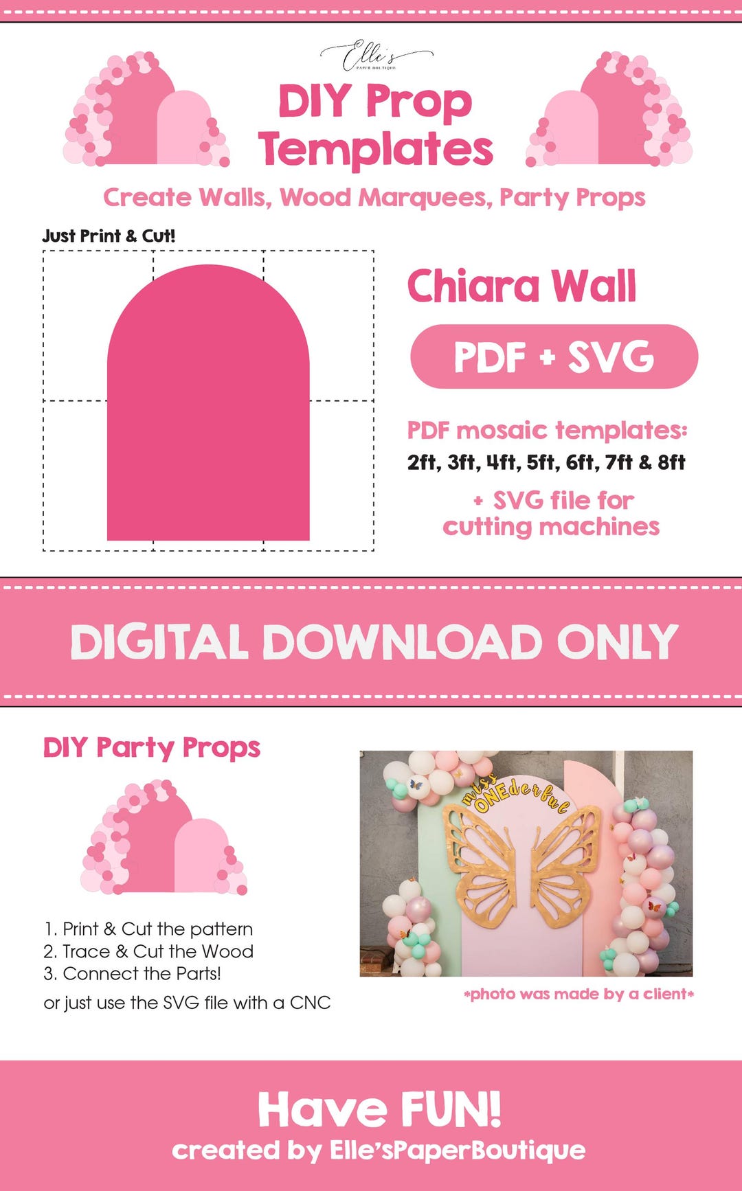 Chiara Wall Template, Chiara Backdrop Template SVG Cut File Chiara Wall ...